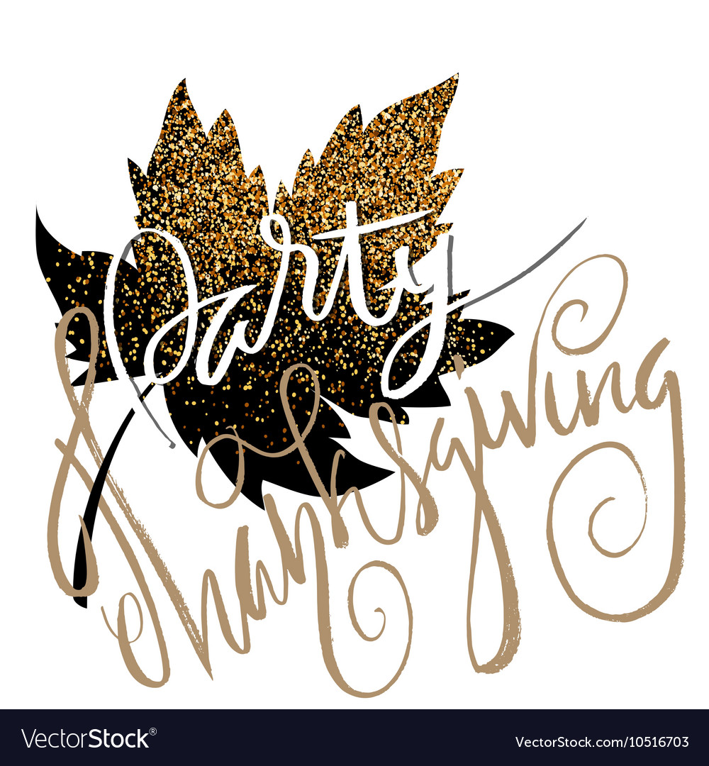 Happy thanksgiving day gold hand lettering Vector Image