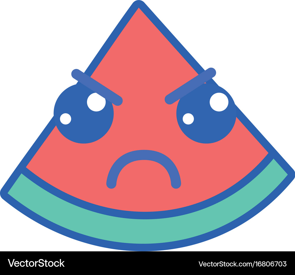 Kawaii cute angry slice watermelon fruit Vector Image