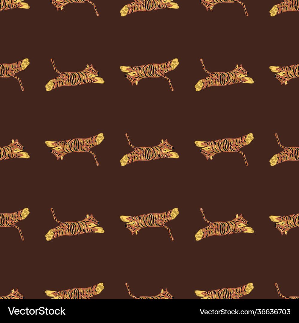 Kids style seamless pattern with zoo tiger orange Vector Image