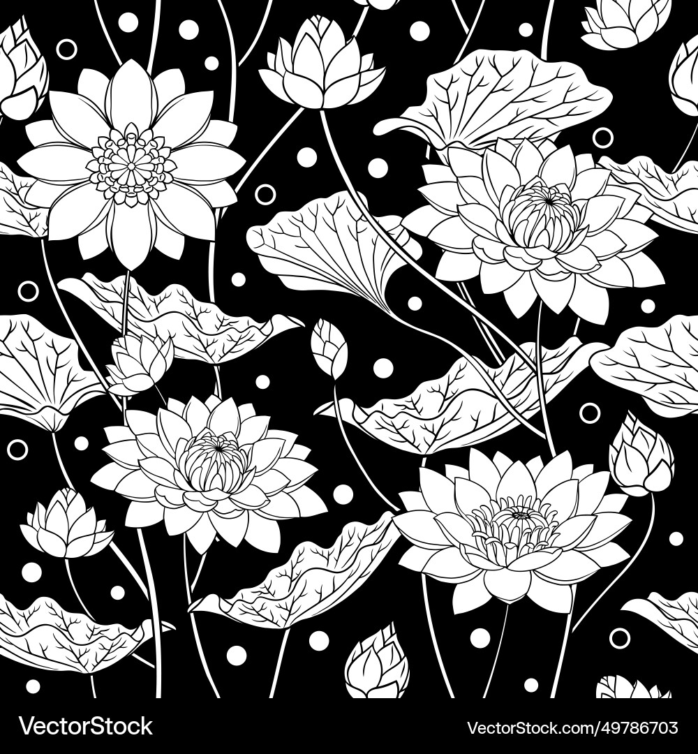 Lotus flower and flower seamless pattern design Vector Image