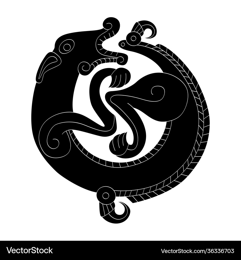 Monochrome icon with ancient scythian art Vector Image