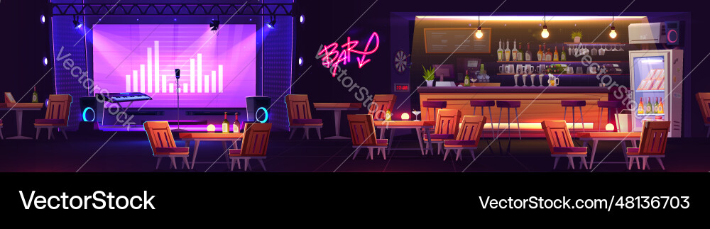 Night club stage with pub counter Royalty Free Vector Image