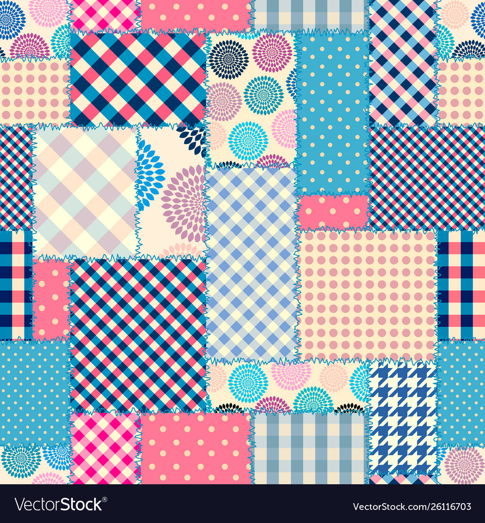 Patchwork textile pattern seamless quilting Vector Image