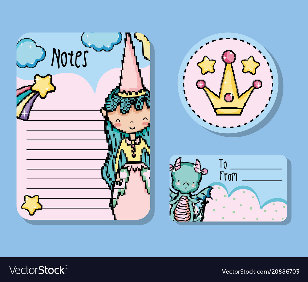 Pixel art notes mockup Royalty Free Vector Image