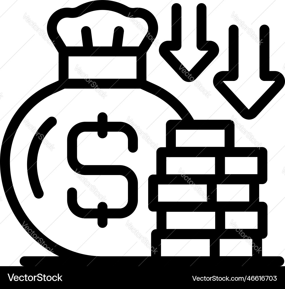 Poverty money bag help icon outline poor Vector Image