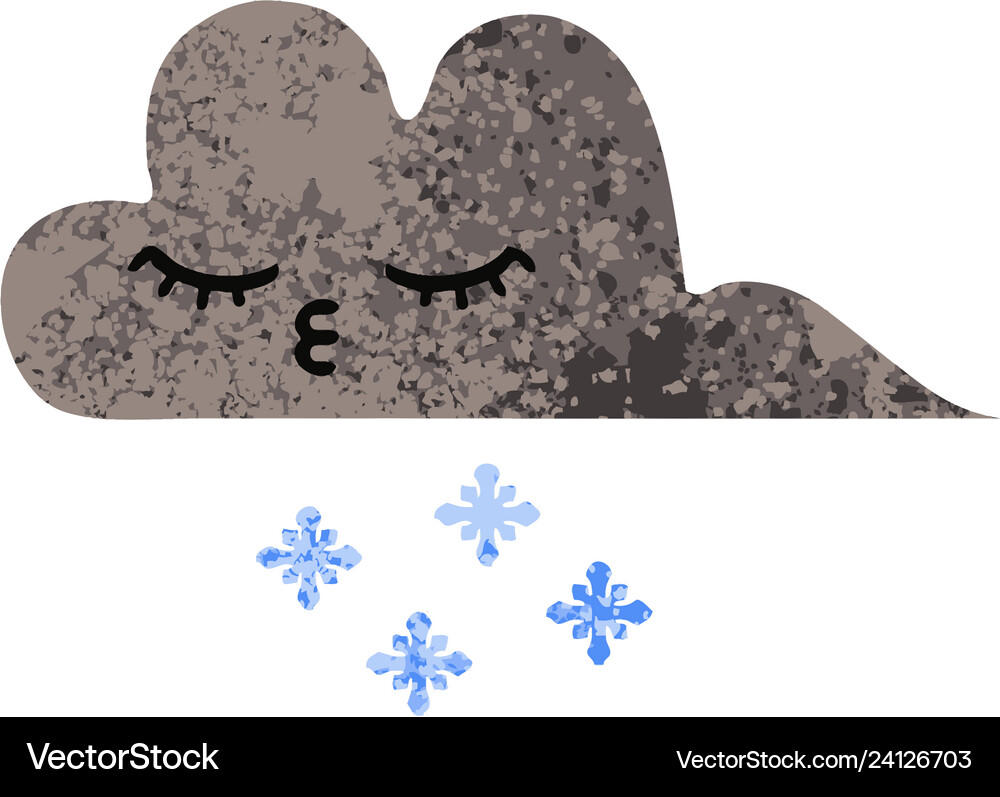 Retro style cartoon storm snow cloud Royalty Free Vector