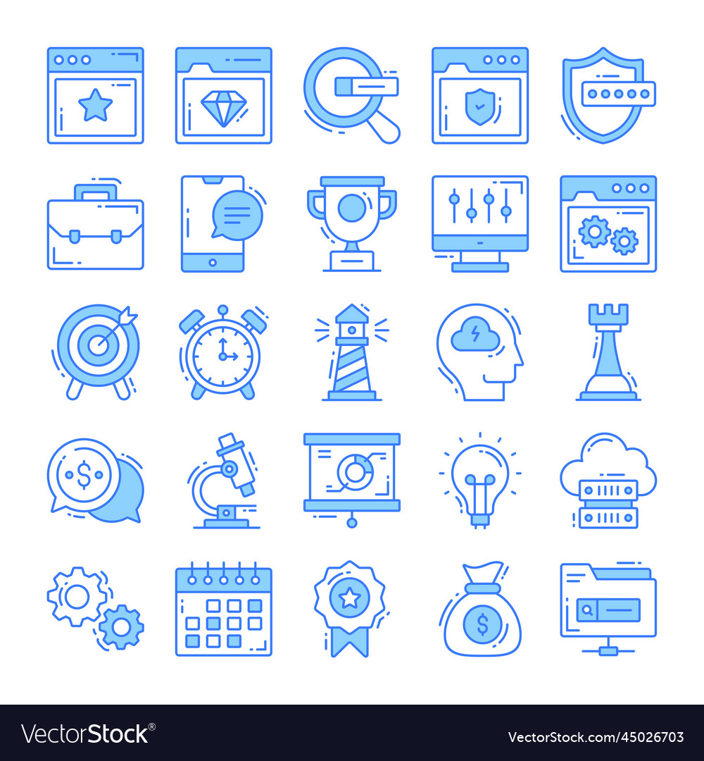 Set of seo icons for web design development seo Vector Image