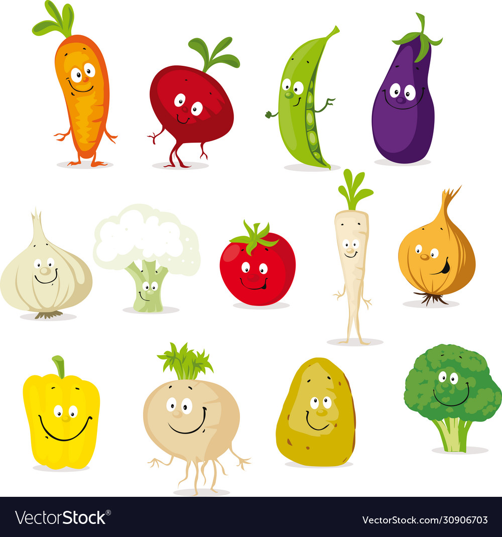 Vegetable cartoon collection - cute cute il Vector Image