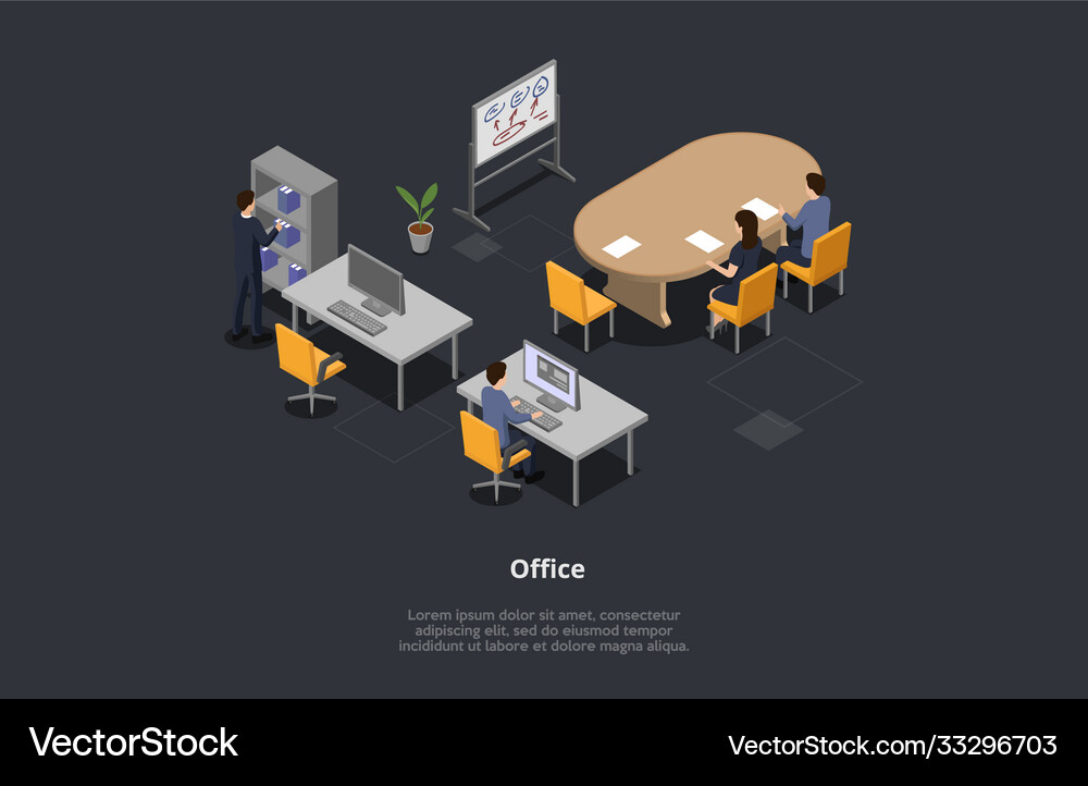 Working at office coworking space concept four Vector Image