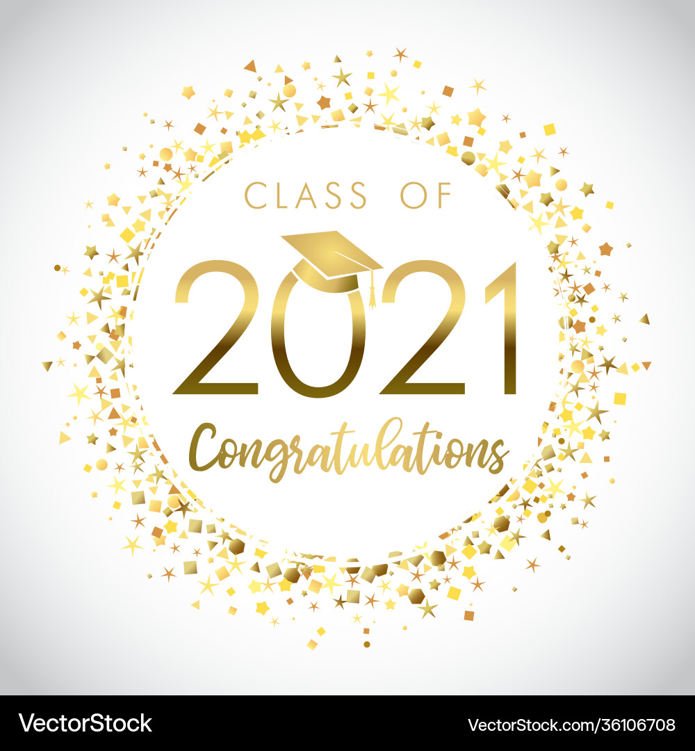 2021 graduates white label gold glitter confetti Vector Image