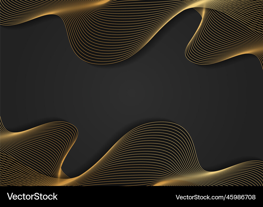 Abstract black and gold wavy lines luxury Vector Image