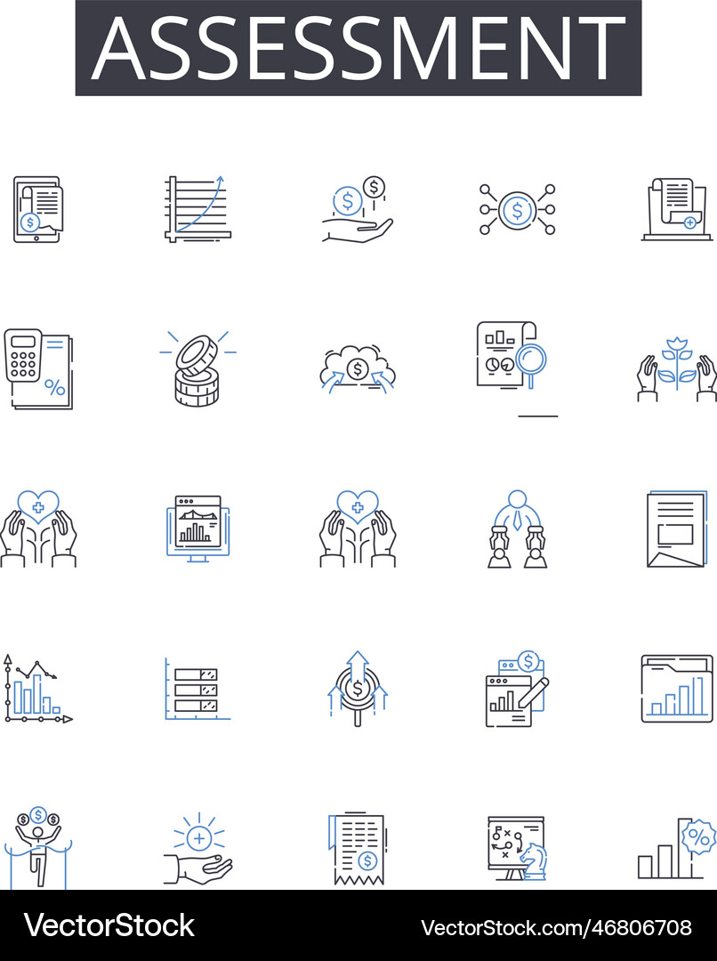 Assessment line icons collection appraisal Vector Image