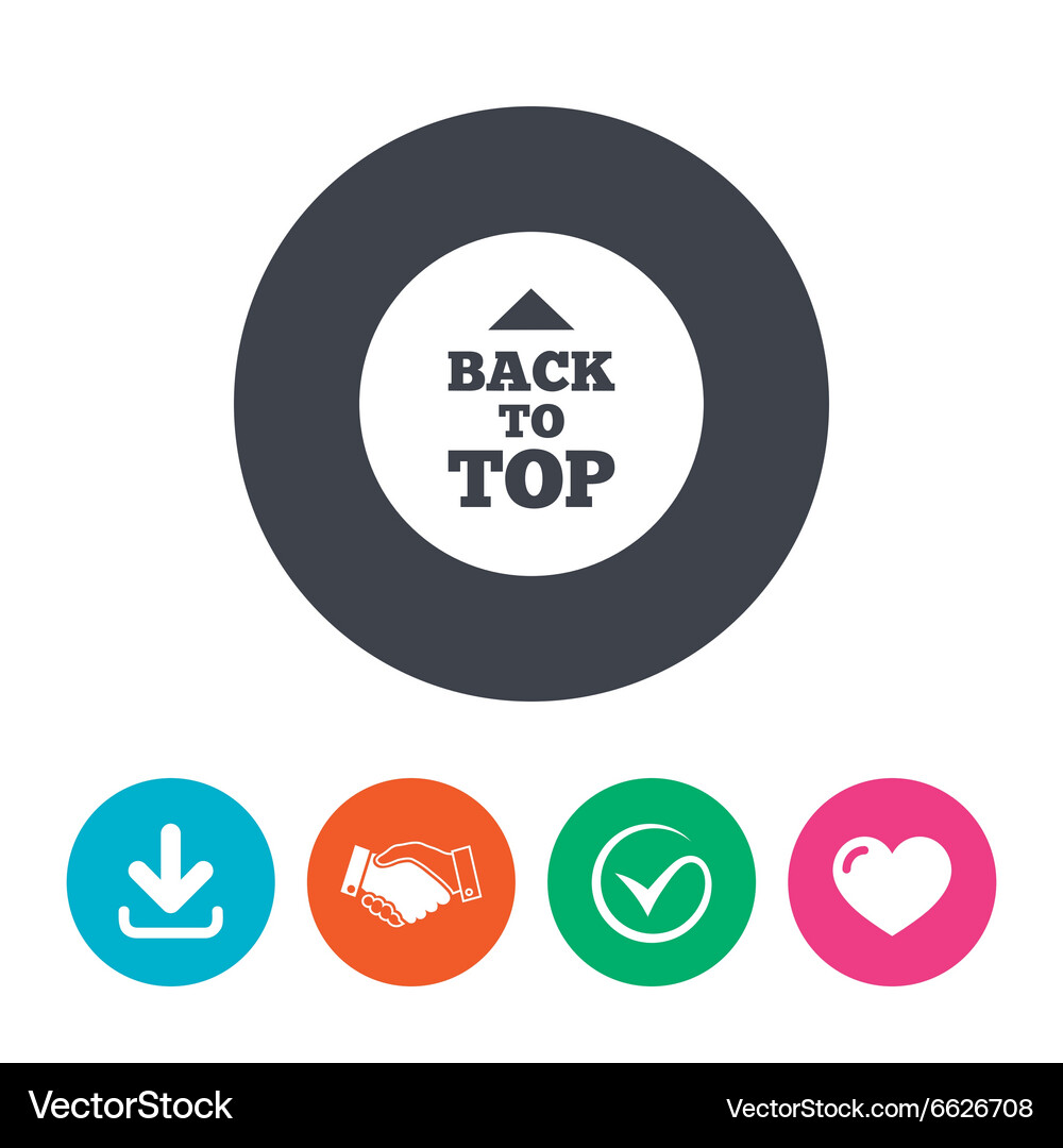 Back to top arrow sign icon scroll up symbol Vector Image