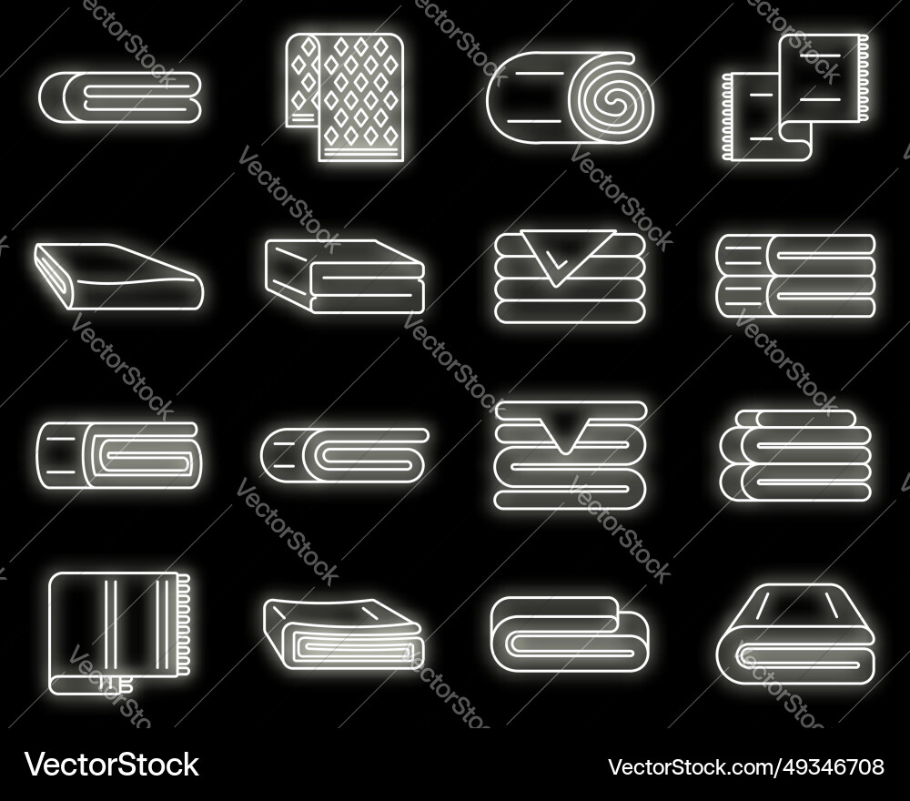 Blanket cover icons set neon Royalty Free Vector Image