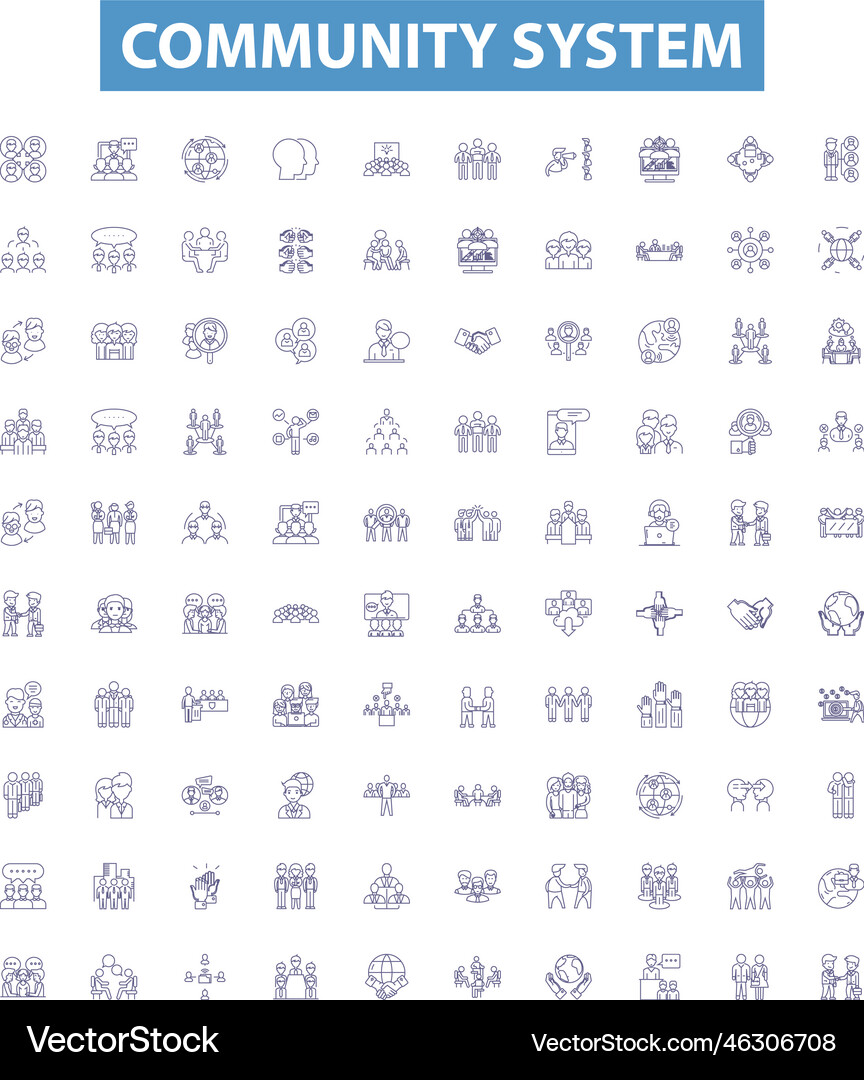 Community system line icons signs set social Vector Image