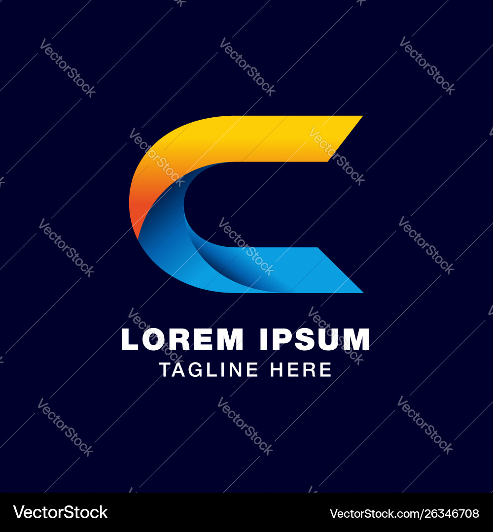 Digital letter c logo template in gradients style Vector Image