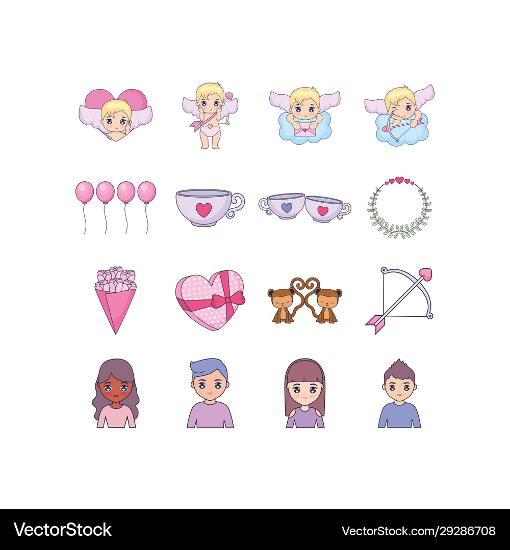 Love and valentines day icon set design Royalty Free Vector