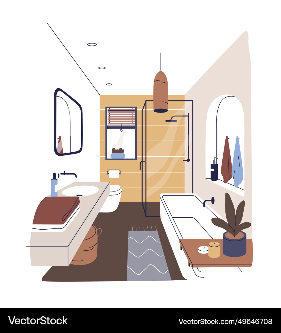 Modern bedroom interior design home room with bed Vector Image