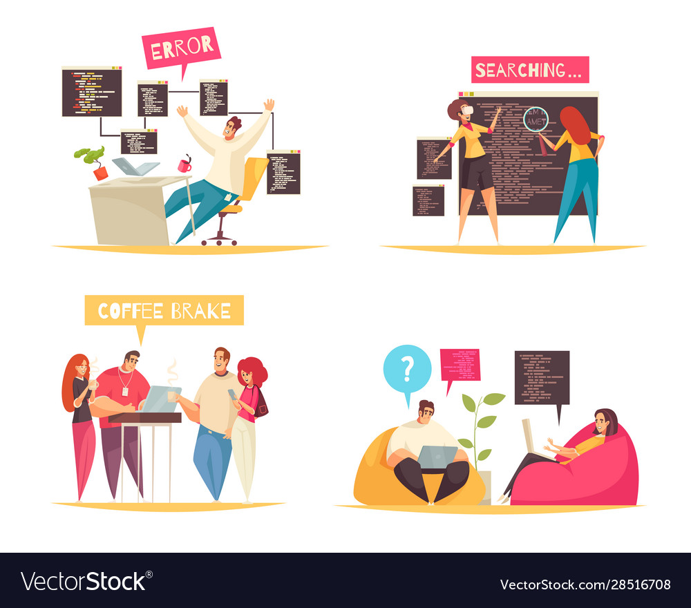 Programmer concept icons set Royalty Free Vector Image