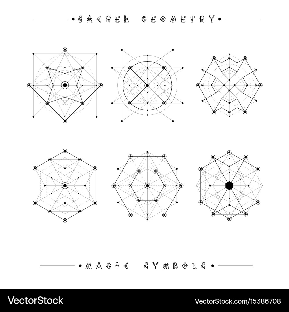 Sacred geometry signs alchemy religion Royalty Free Vector