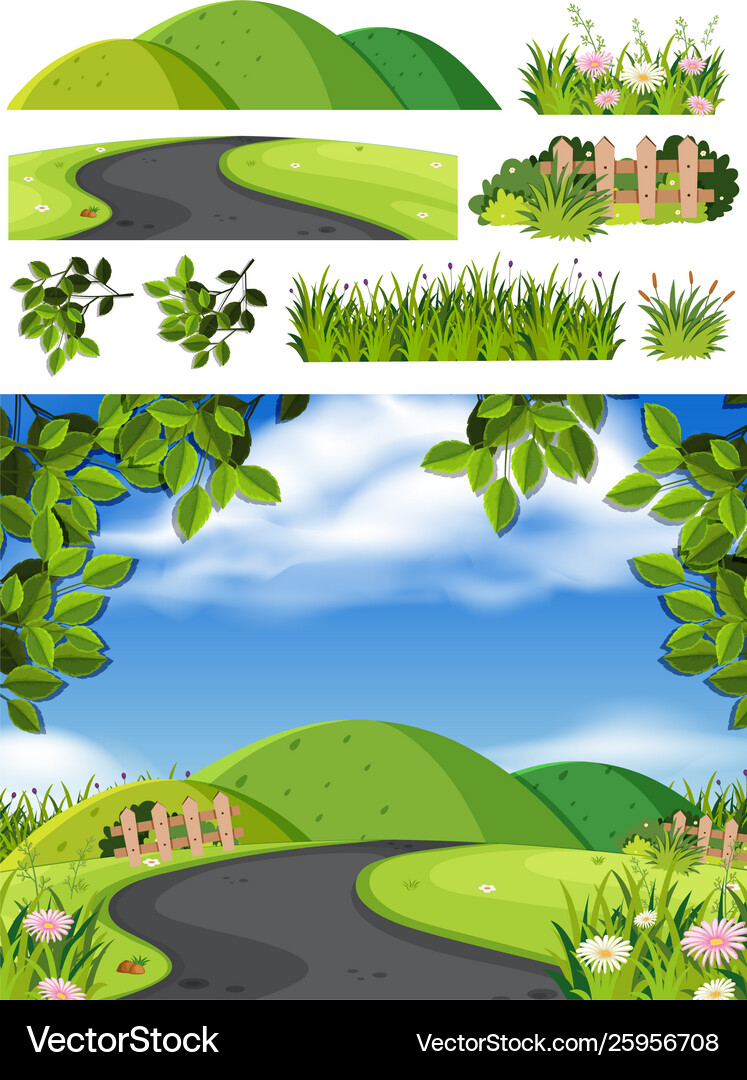 Set nature element Royalty Free Vector Image - VectorStock