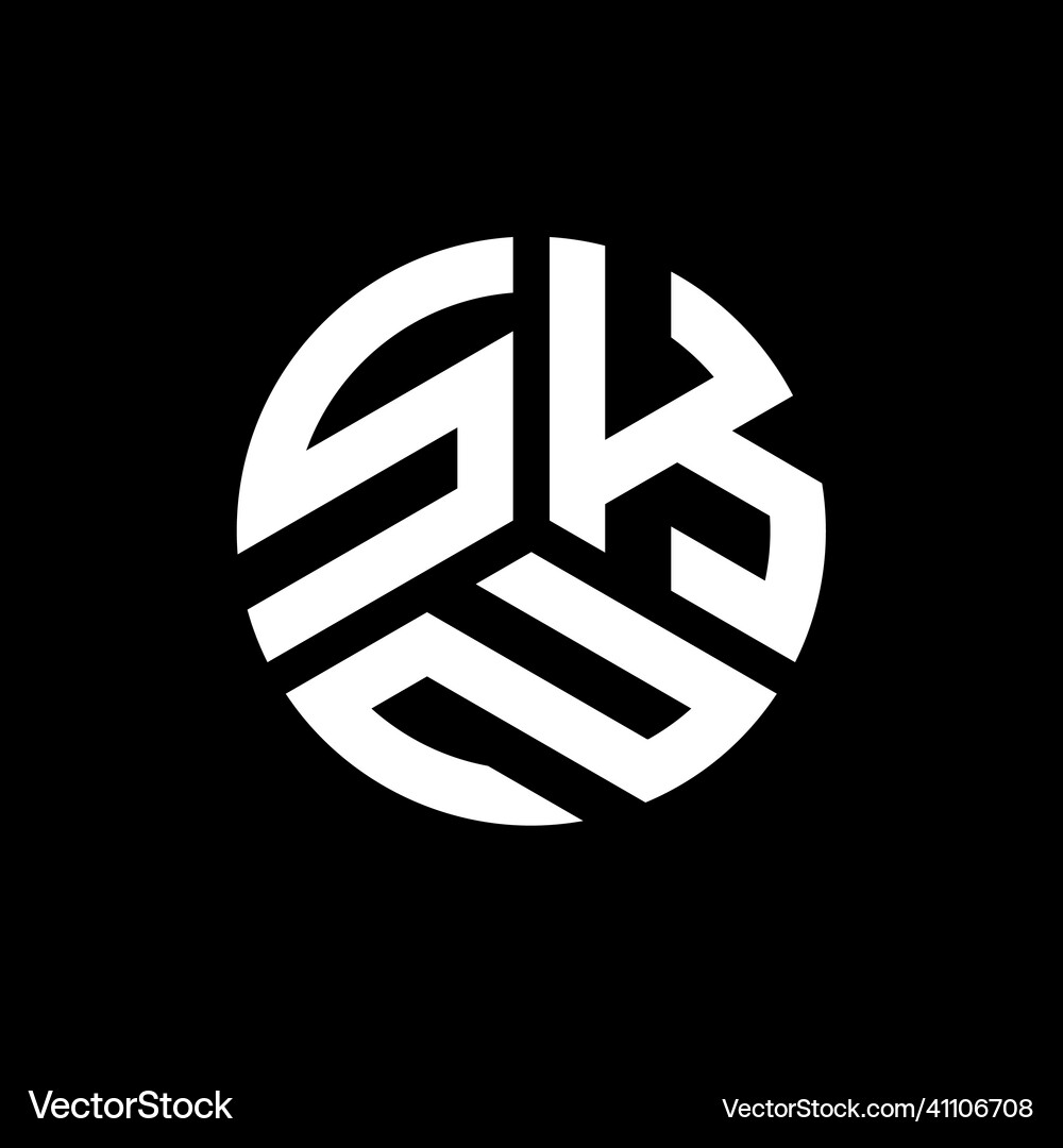 Skn letter logo design on black background Vector Image