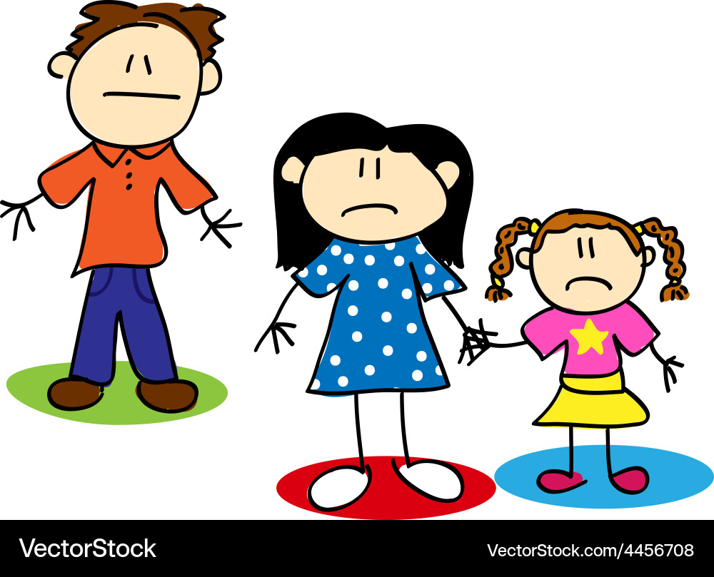 Stick figure unhappy family Royalty Free Vector Image