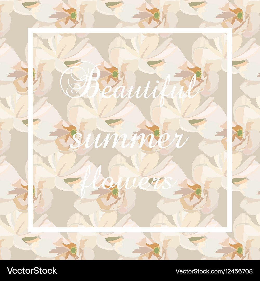 Watercolor cream spring flowers card Royalty Free Vector