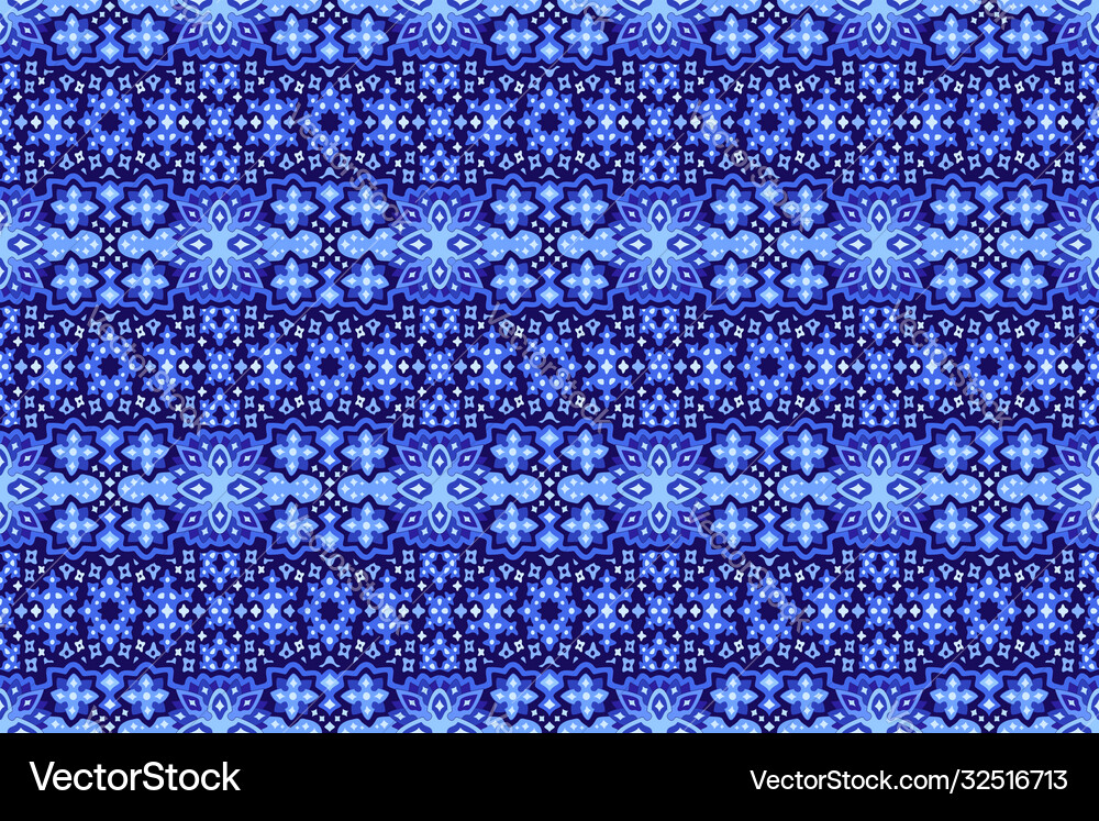 Blue art with starry hand drawn seamless pattern Vector Image