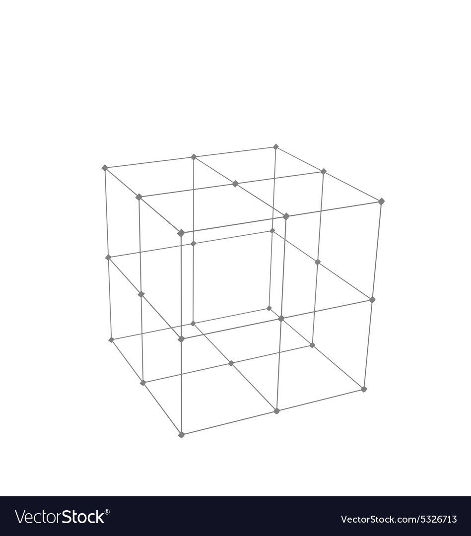 Cube made is mesh polygonal element Royalty Free Vector