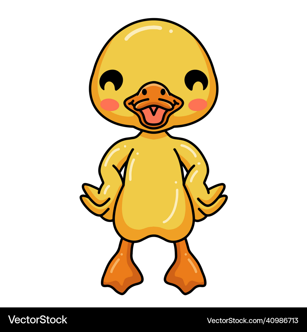 Cute little duck cartoon standing Royalty Free Vector Image
