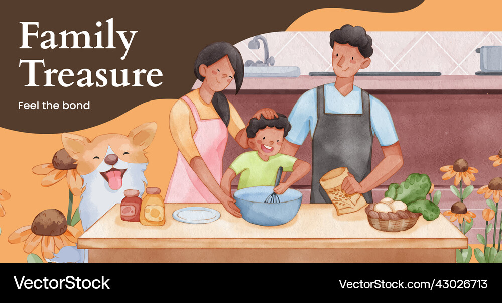 Facebook template with family fun day Royalty Free Vector