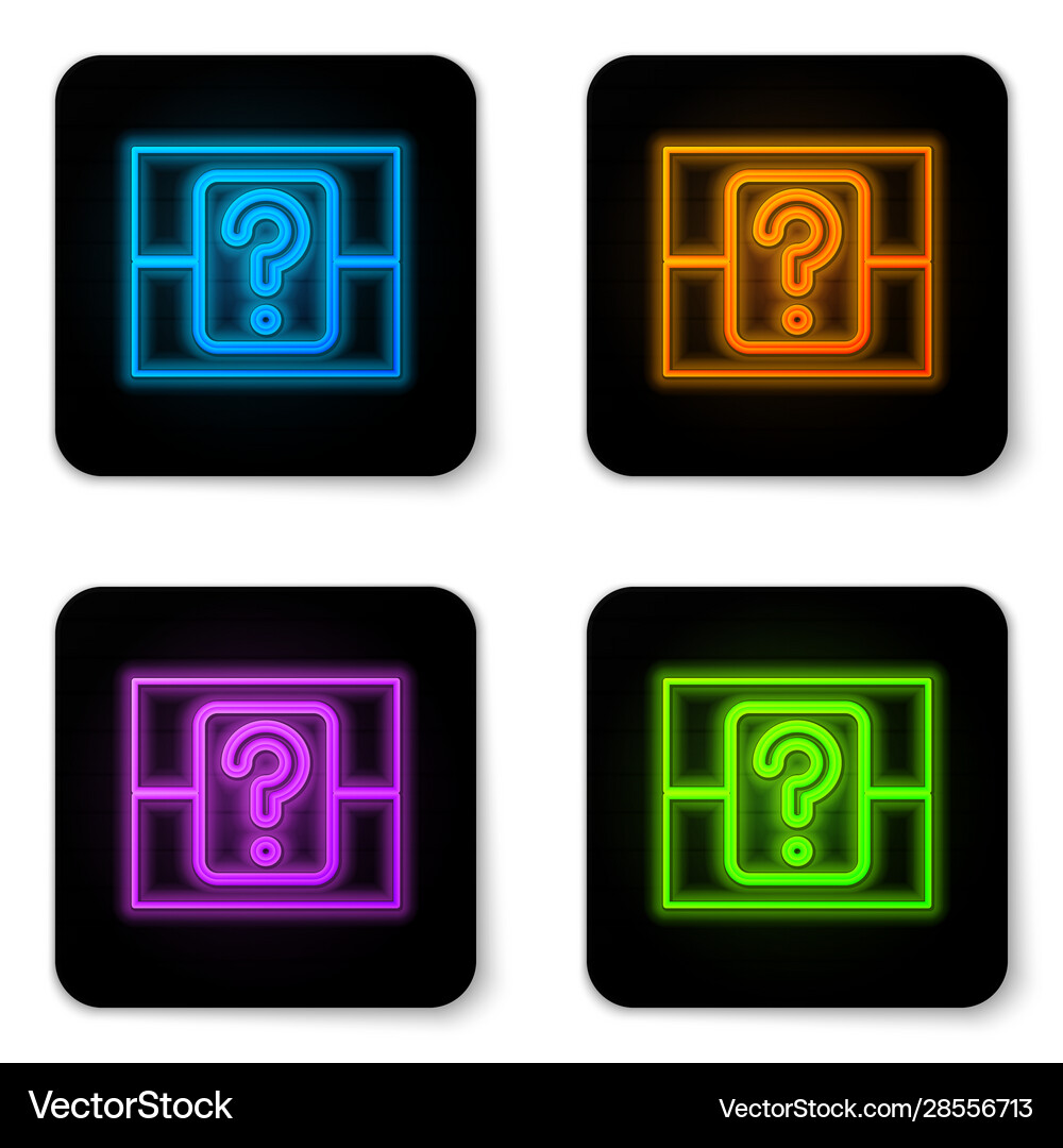 Glowing neon mystery box or random loot box Vector Image