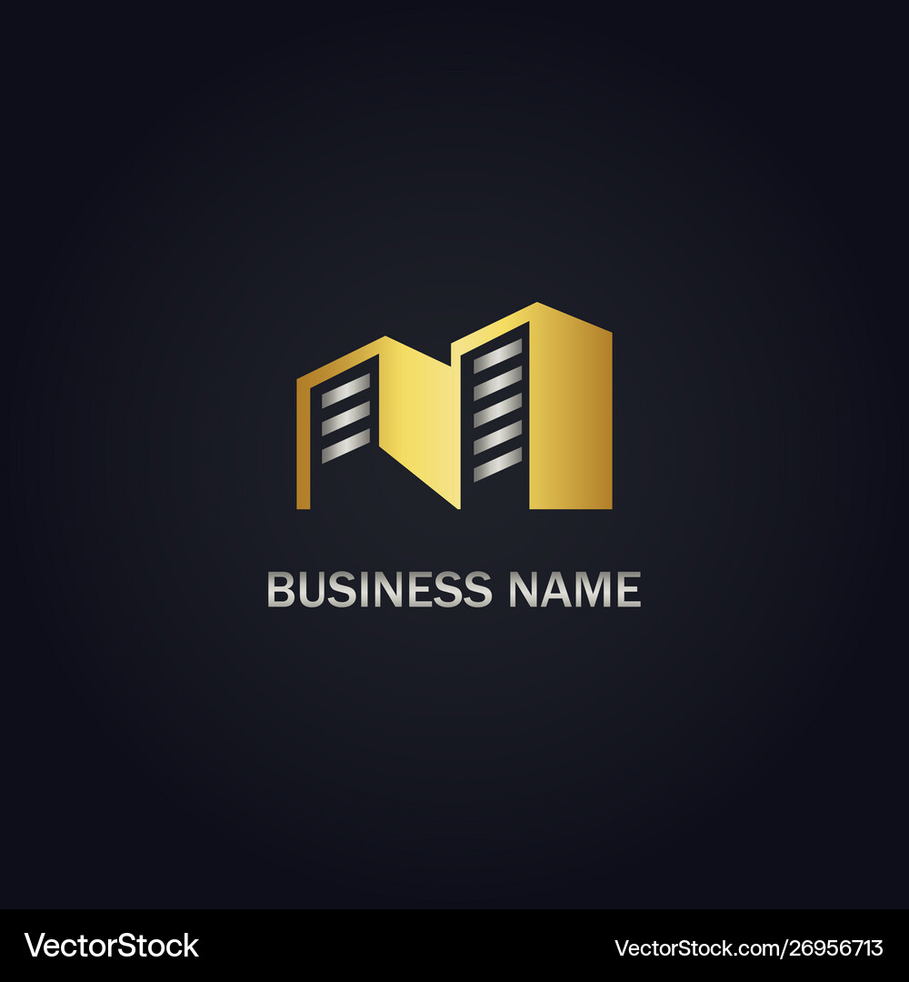Gold building company logo Royalty Free Vector Image