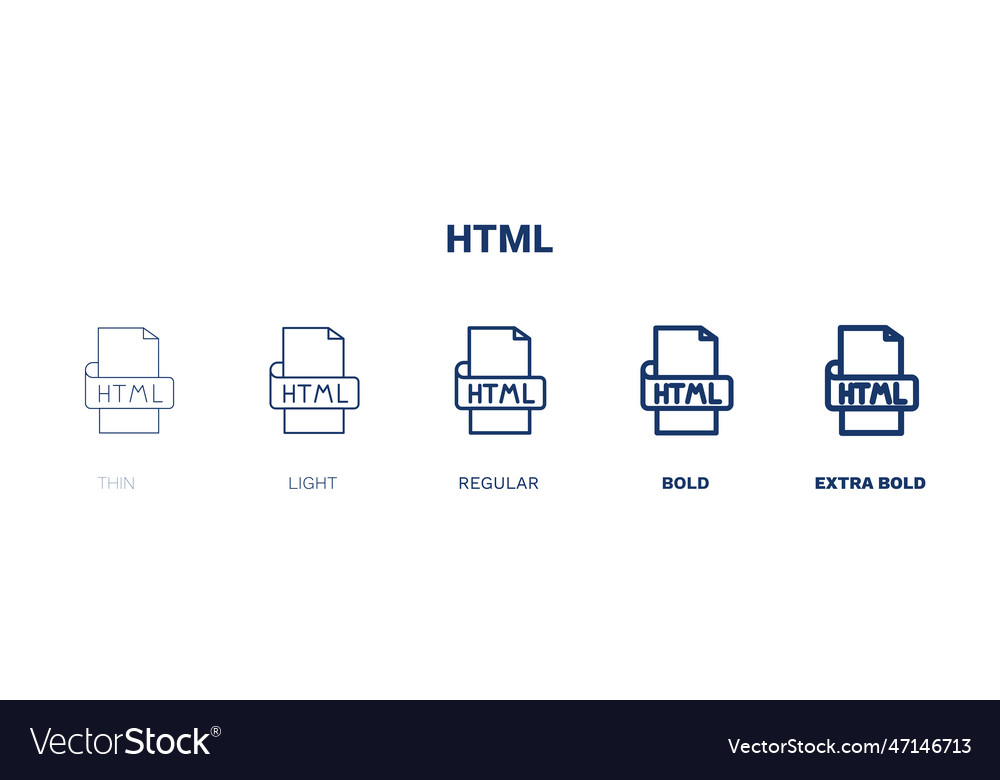 Html icon thin light regular bold black icon Vector Image