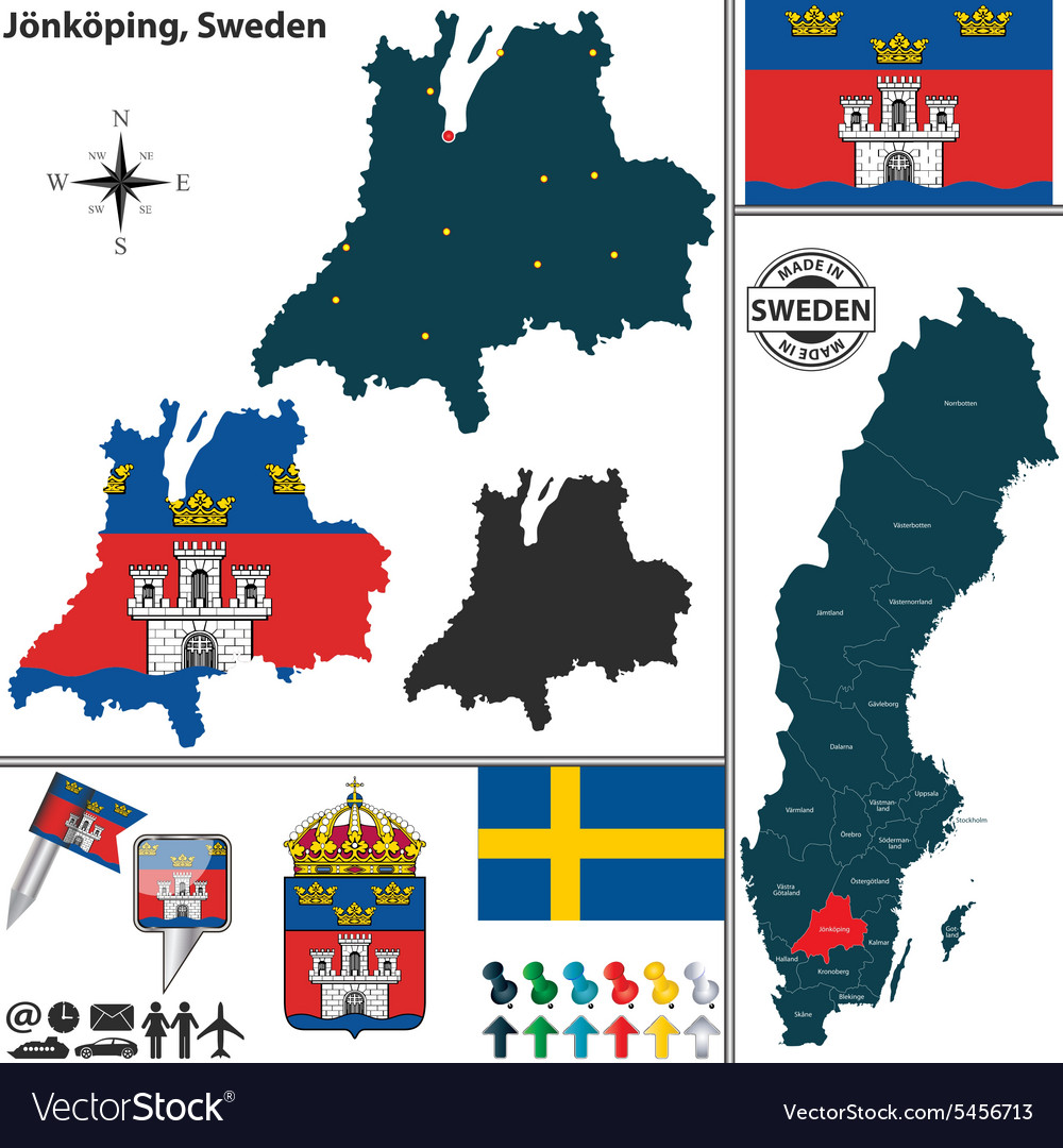 Map of jonkoping small Royalty Free Vector Image