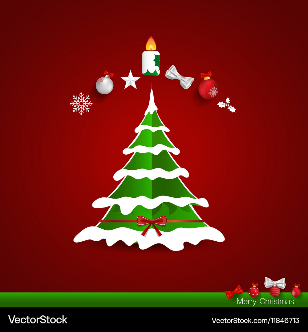 Merry christmas greeting card with tree Royalty Free Vector
