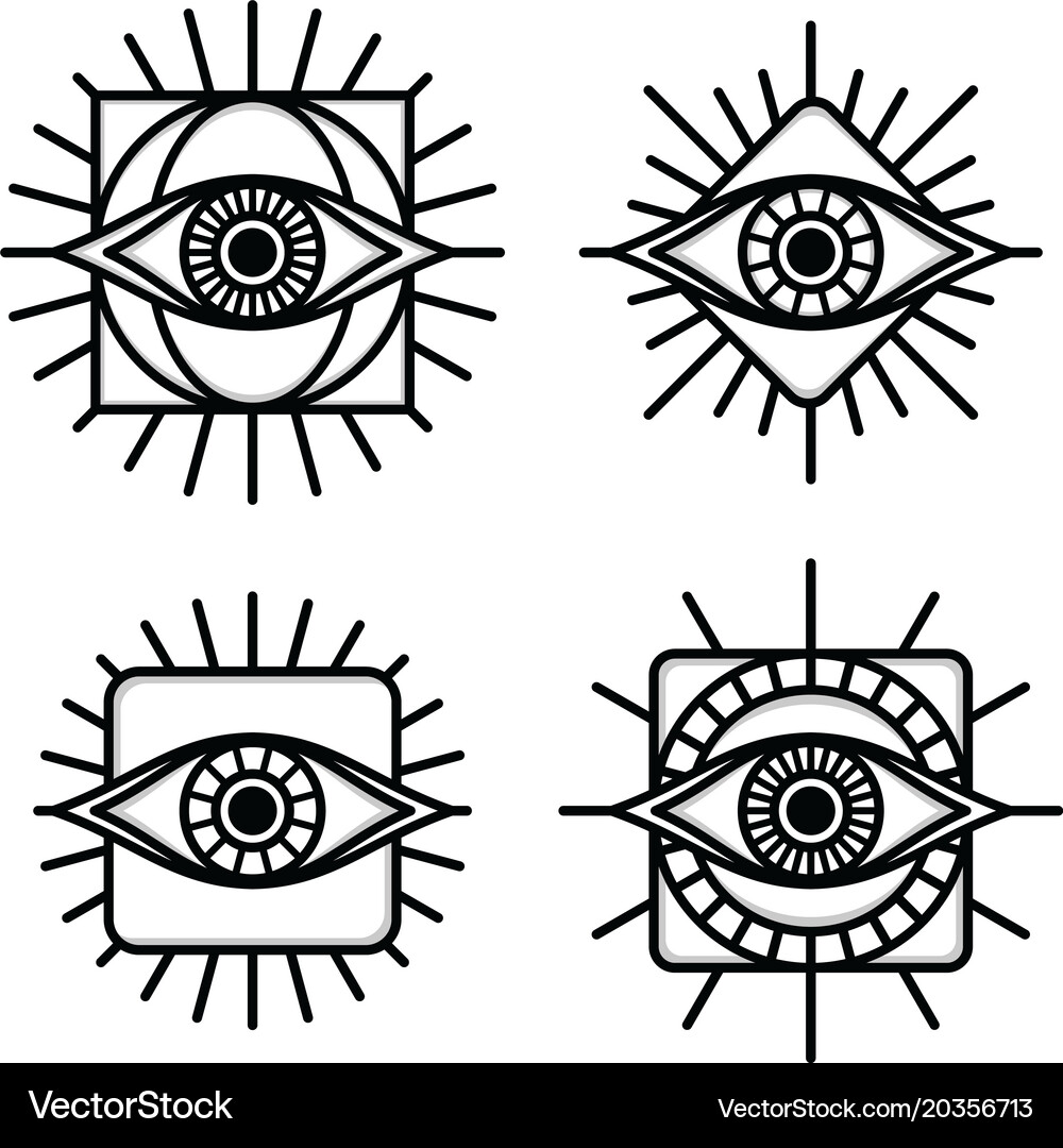One eye sign symbol logo logotype collection Vector Image