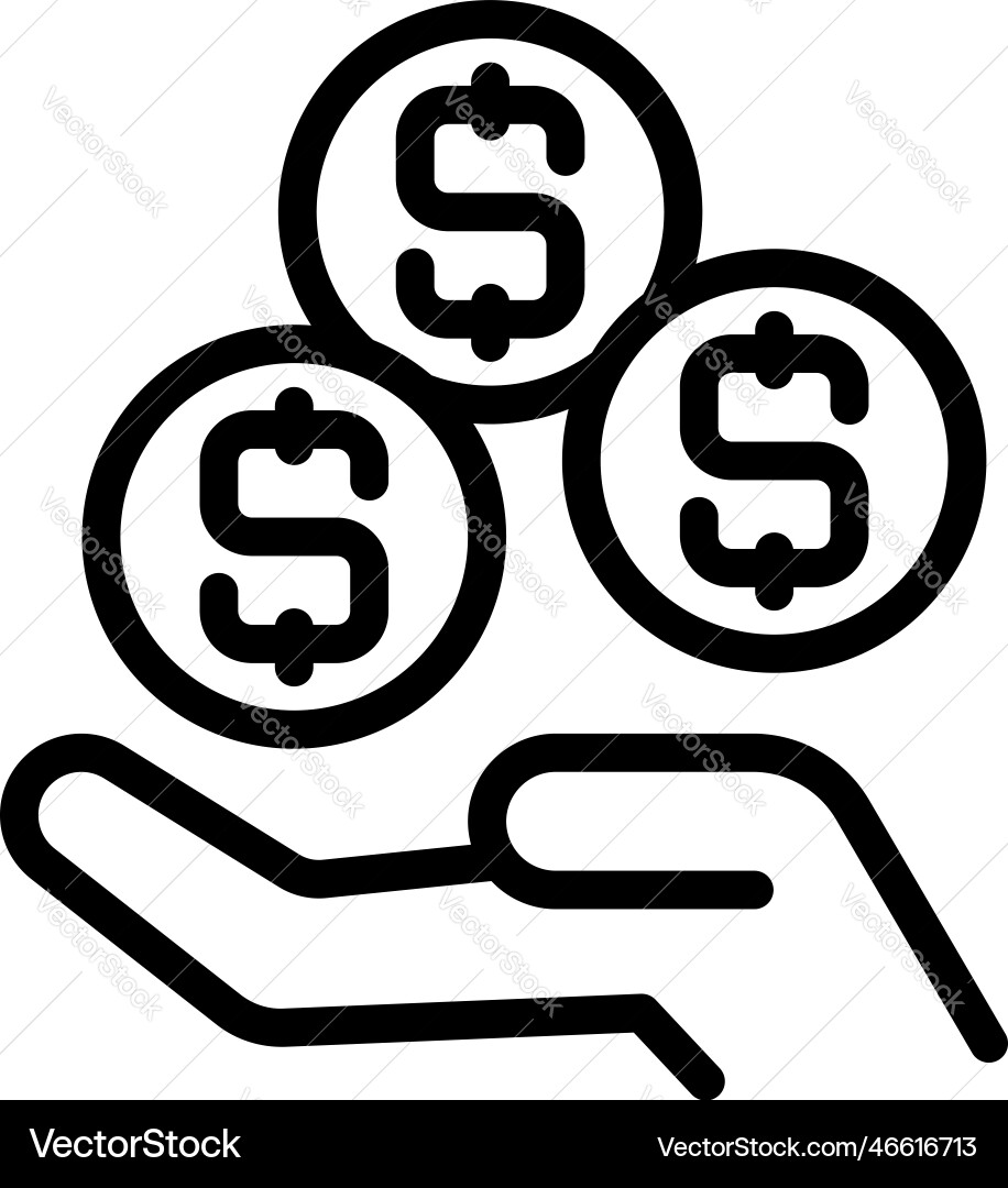 Poverty coins icon outline poor people Royalty Free Vector