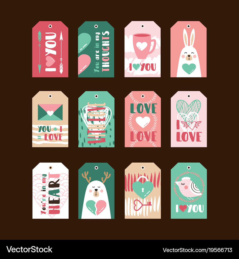 Set of cute gift tags Royalty Free Vector Image