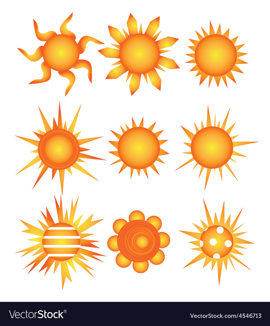 Set of sun Royalty Free Vector Image - VectorStock