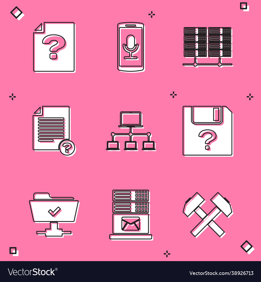 Set unknown document mobile recording server Vector Image Set unknown document mobile recording server Vector Image