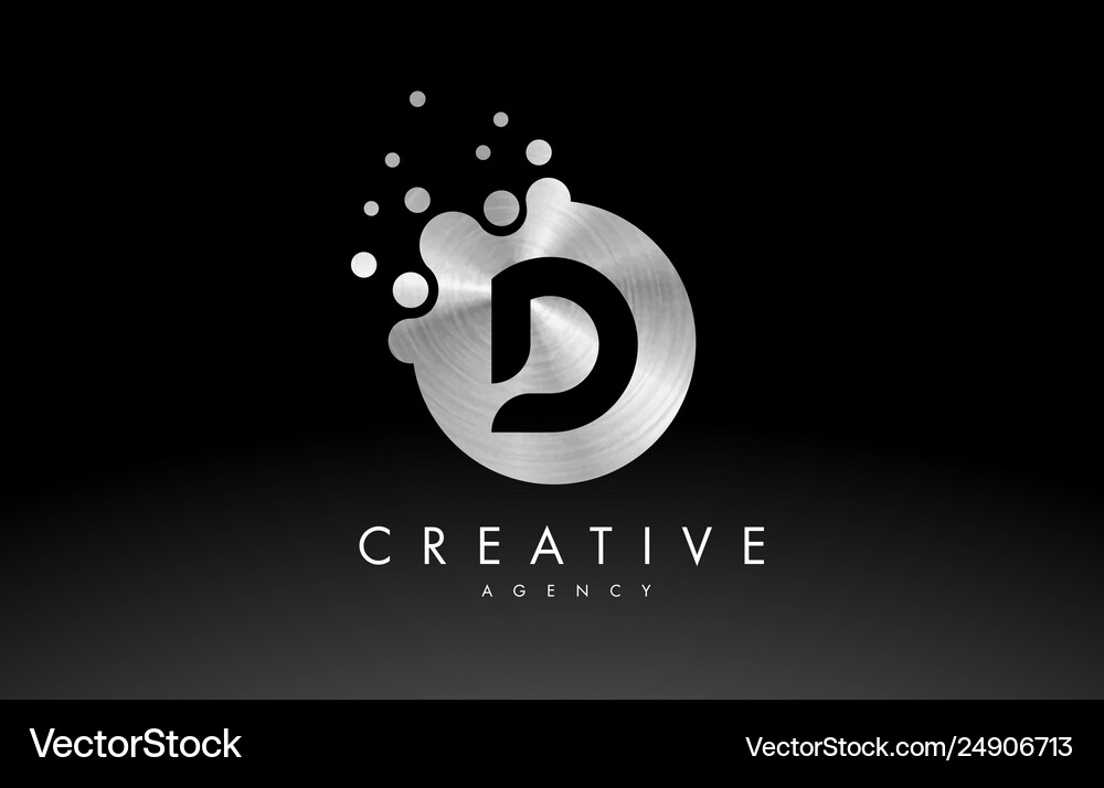 Silver metal letter d logo d letter design Vector Image