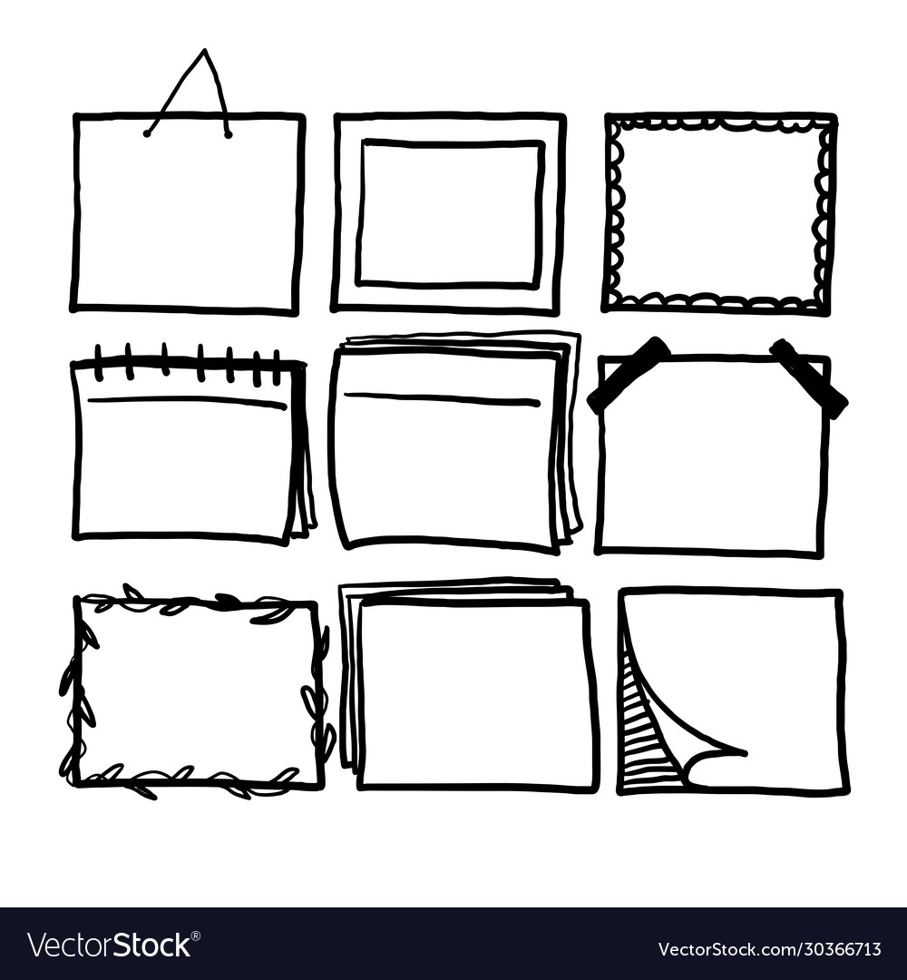 Thick line doodle frame collection with rough Vector Image Thick line doodle frame collection with rough Vector Image