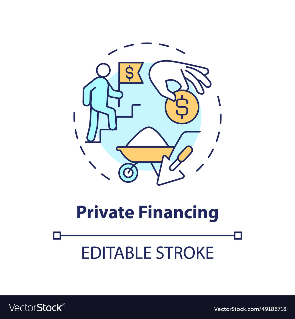 2d Thin Linear Icon Private Financing Concept Vector Image