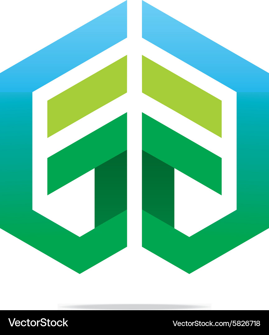 Arrow symbol hexa connecting icon Royalty Free Vector Image