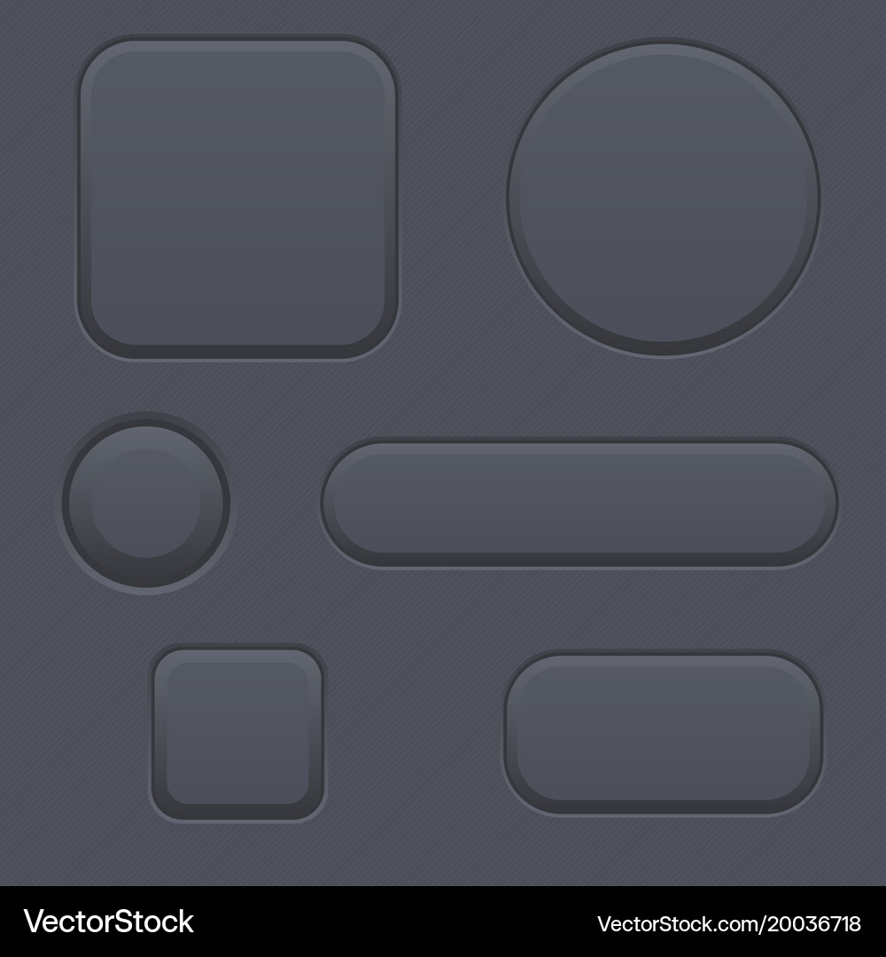 Black blank buttons round oval square shaped Vector Image