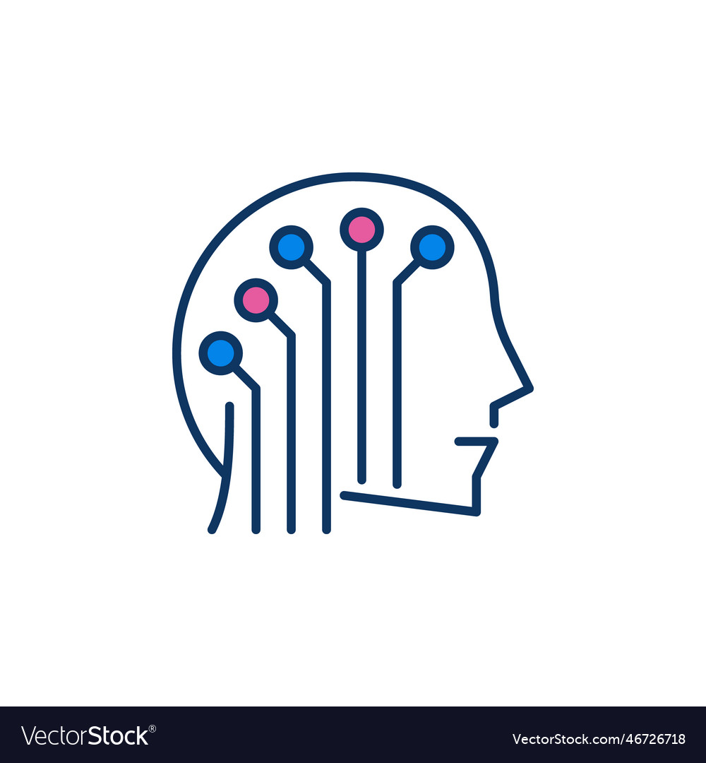 Brain tech ai head concept colored icon or symbol Vector Image