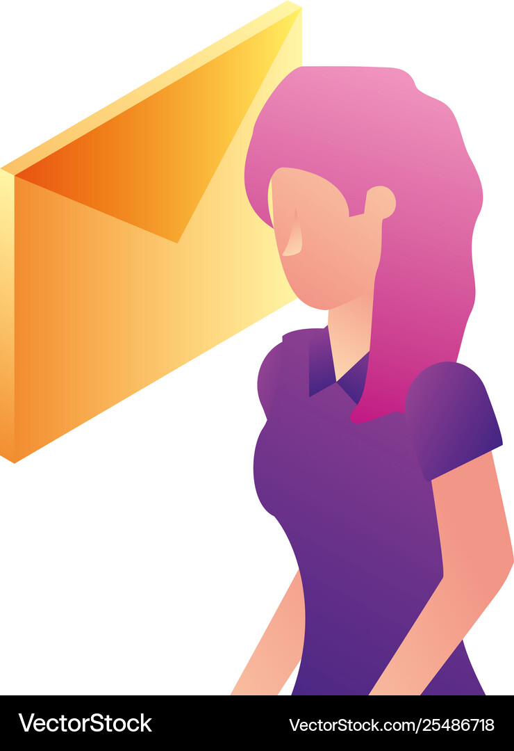 Businesswoman worker with envelope mail Royalty Free Vector