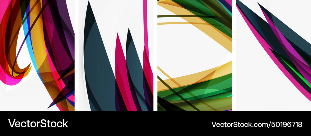 Colorful wave lines poster set for wallpaper Vector Image